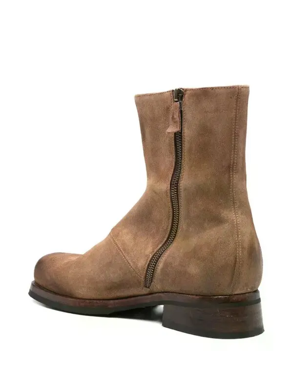 ERALDO Side-zip Square Toe Low Block Heel Boots