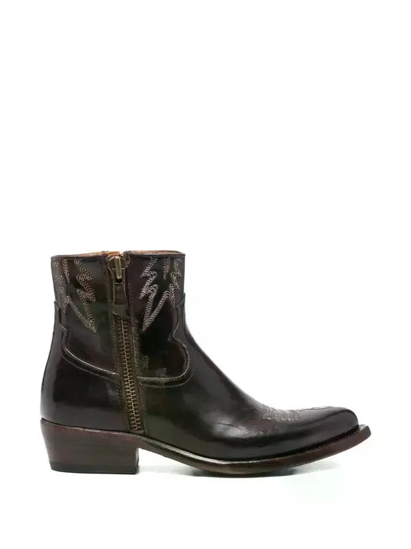 ERALDO Embroidered Leather Ankle Boots