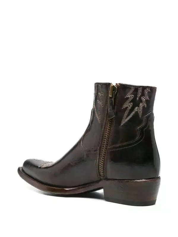 ERALDO Embroidered Leather Ankle Boots