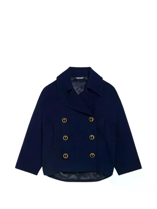 Balenciaga Wool Double-breasted Peacoat - Blue