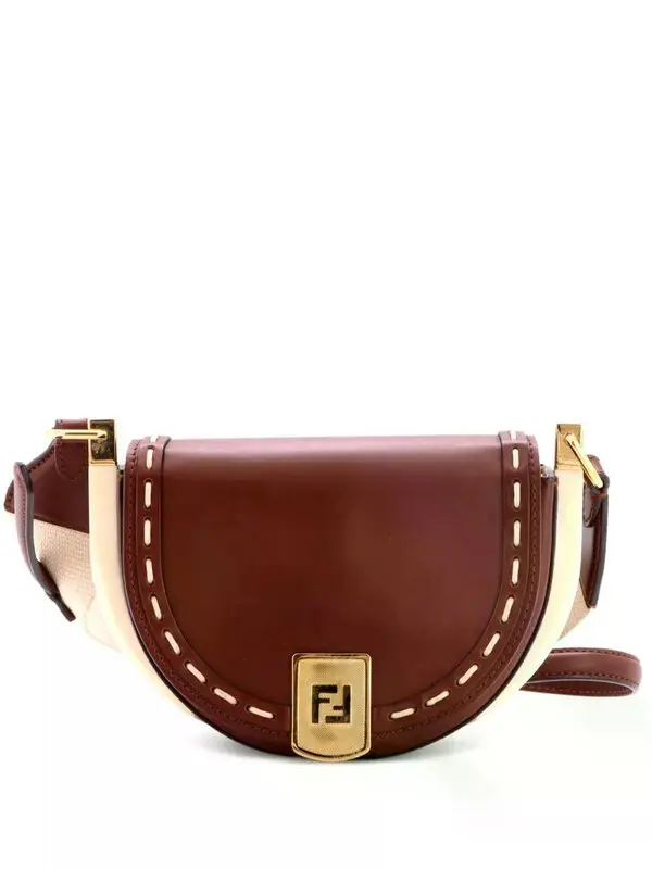 Fendi Moonlight Flap Bag In Leather With Plexiglass Detail - Brown
