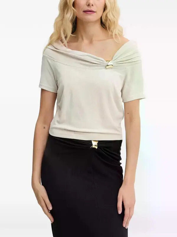Guess Off-shoulder Hardware-detail Blouse - Neutrals