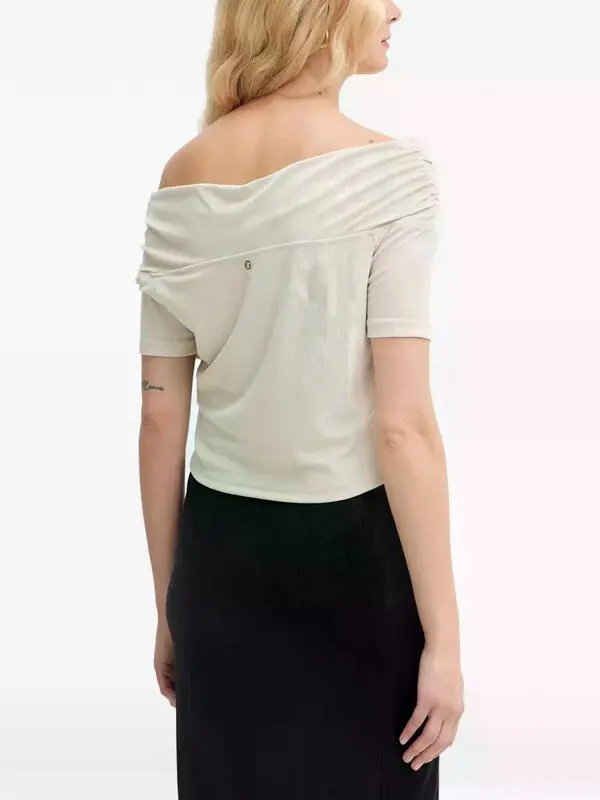 Guess Off-shoulder Hardware-detail Blouse - Neutrals