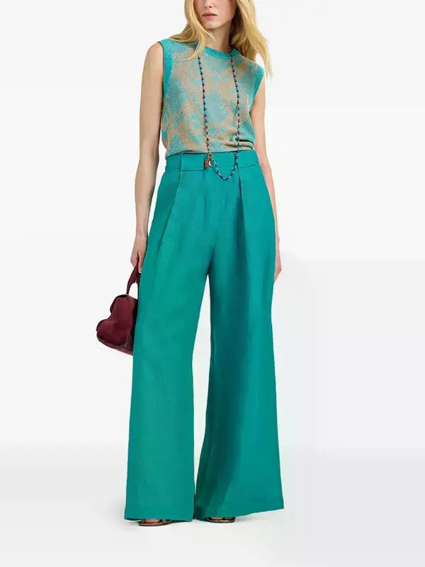 Momoni Pleated Palazzo Pants - Green