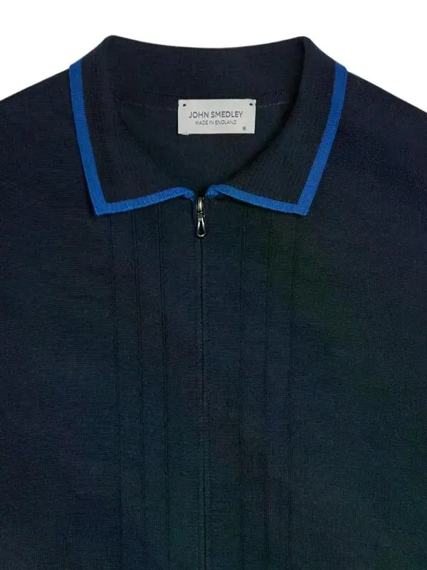 John Smedley Albie Contrast-trim Zip-up Cardigan - Blue