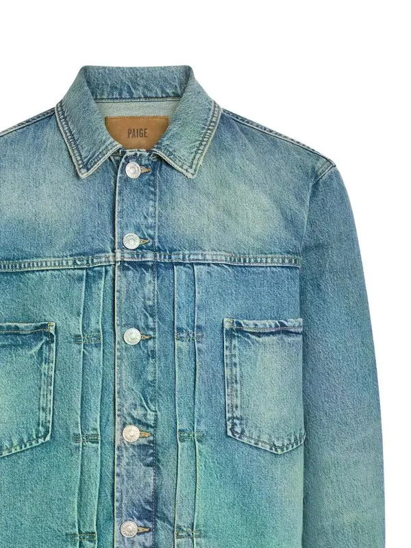 Paige Tobin Pleated Detail Denim Jacket - Blue