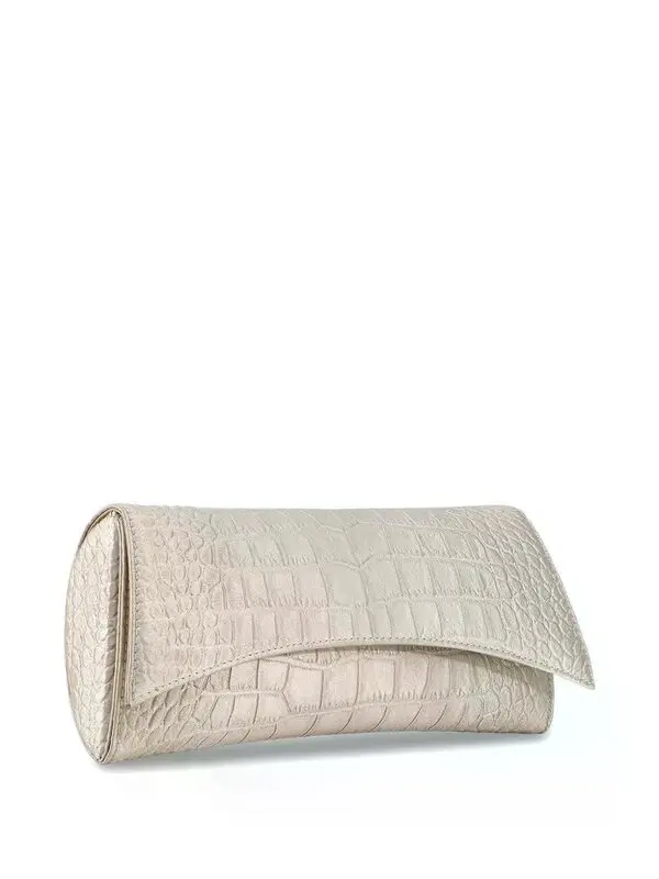 Tyler Ellis Veronica Crocodile-effect Clutch Bag - Neutrals