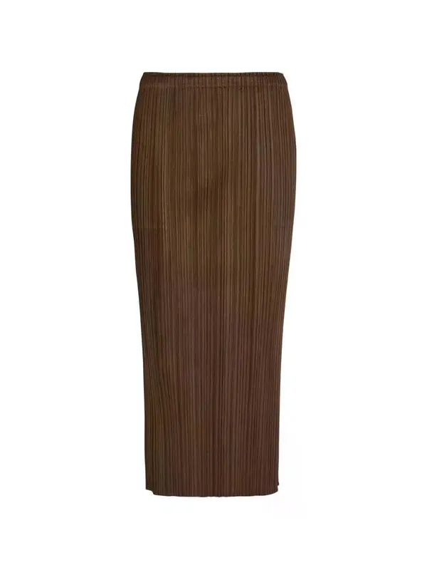 Issey Miyake Pleated Midi Skirt - Brown