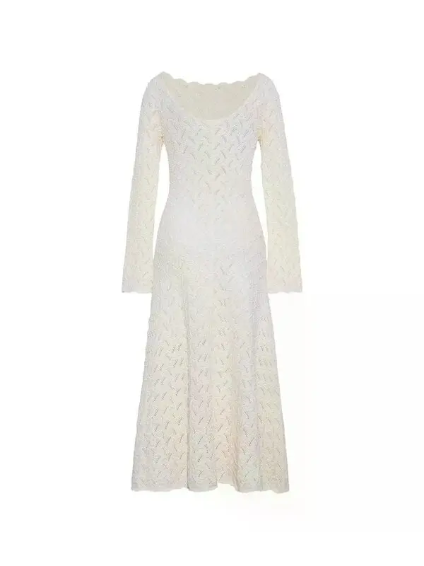 Cara Cara Pointelle-knit Scalloped Dress