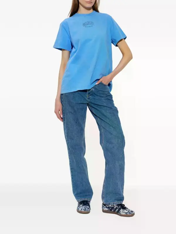 GANNI Logo Print Cotton T-shirt