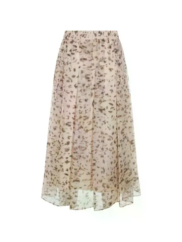 Brunello Cucinelli Animal Print Silk Midi Skirt