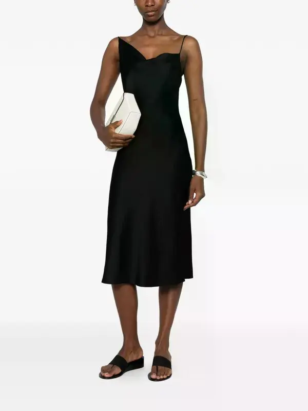 Stella McCartney Asymmetrical Cowl Neck Midi Dress - Black