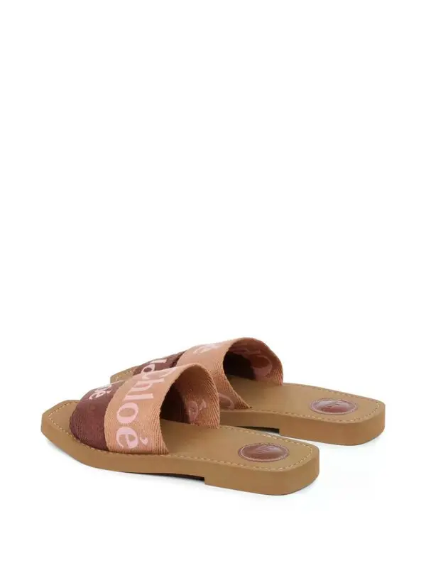 Chloé Woody Logo-embroidered Flat Sandals - Pink
