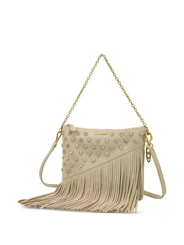 LA CARRIE Night Edition Crystal Embellished Fringed Shoulder Bag