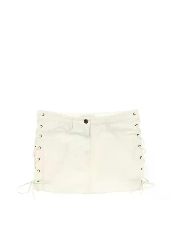 Miu Miu Lace-up Denim Mini Skirt - Neutrals