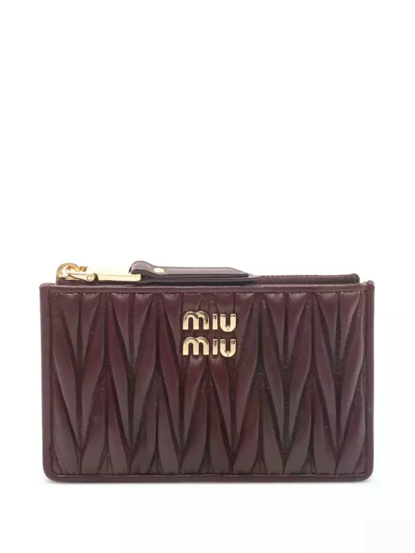 Miu Miu 2020s Matelassé Leather Coin Purse - Brown
