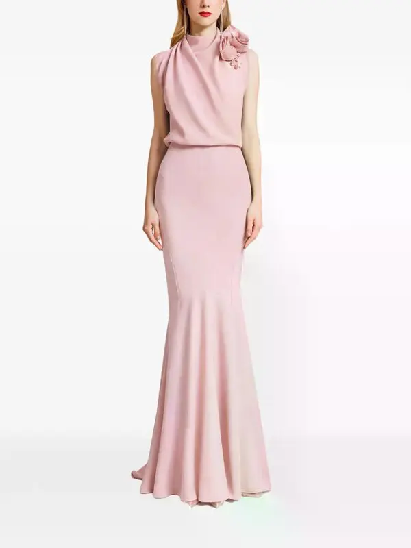 GEMY MAALOUF Floral Draped Crepe Dress
