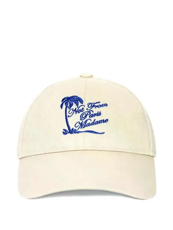 Drole De Monsieur Slogan-print Palm Tree Embroidered Cap - Neutrals