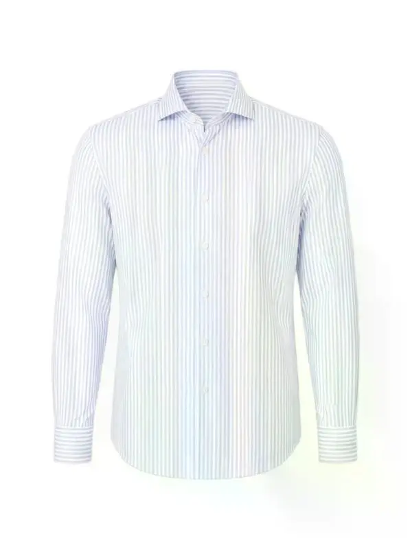 TRAIANO MILANO Vertical-stripe Long-sleeve Shirt - Blue