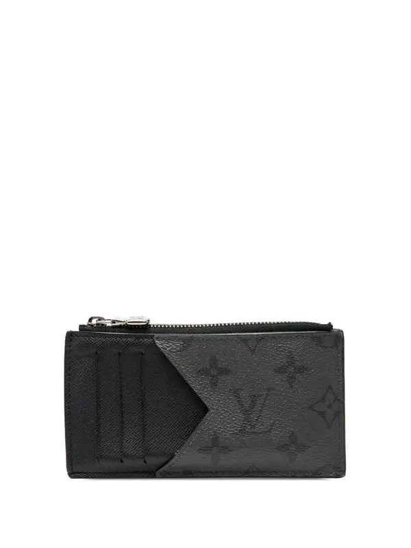 LOUIS VUITTON 2021-2026 Monogram Eclipse Reverse Taigarama Coin Card Holder - Black