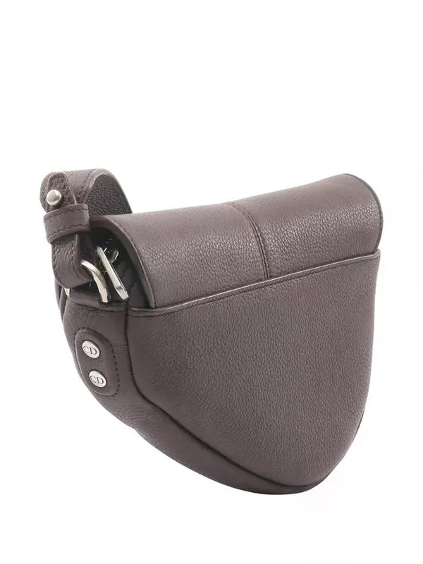 Dior Grained Leather Saddle Bag - Brown
