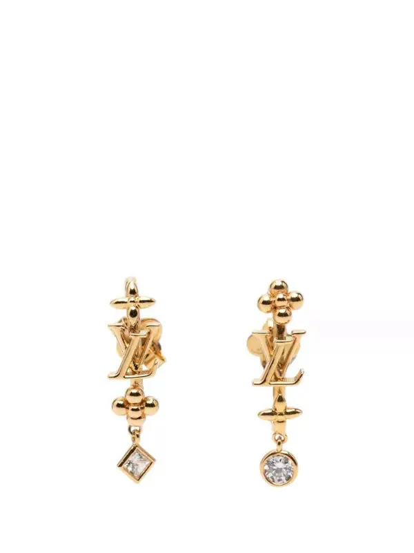 LOUIS VUITTON Plated Strass In The Sky Push Back Earrings - Gold