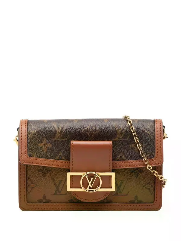 LOUIS VUITTON Monogram Reverse Dauphine Wallet On Chain Crossbody Bag - Brown