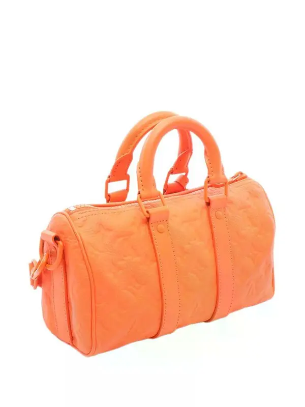 LOUIS VUITTON Monogram Empreinte Keepall Bandouliere 25 Boston Bag - Orange