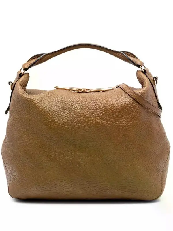Burberry Grained Calfskin Ledbury Convertible Hobo Satchel - Brown
