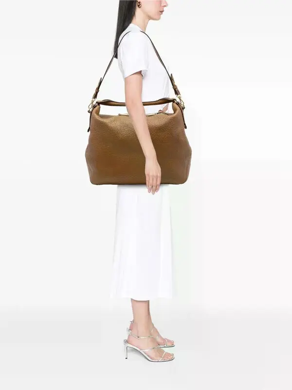 Burberry Grained Calfskin Ledbury Convertible Hobo Satchel - Brown