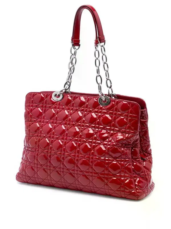 Dior Large Patent Cannage Lady Shopping Tote Bag