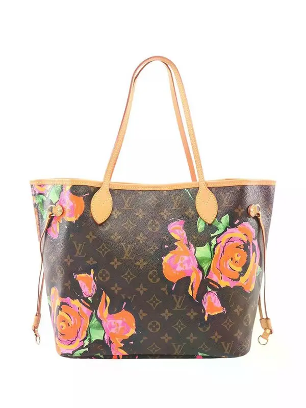 LOUIS VUITTON 2008 Monogram Roses Neverfull Mm Tote Bag - Brown