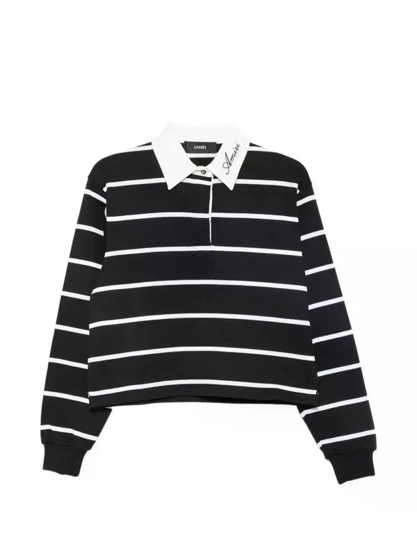 Amiri Striped Long-sleeve Polo Top - Black
