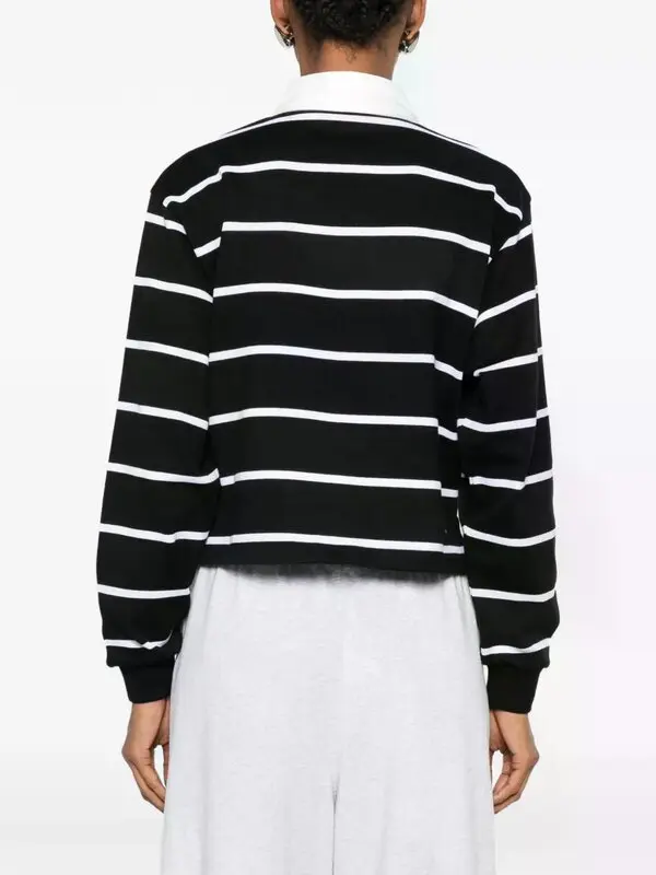 Amiri Striped Long-sleeve Polo Top - Black