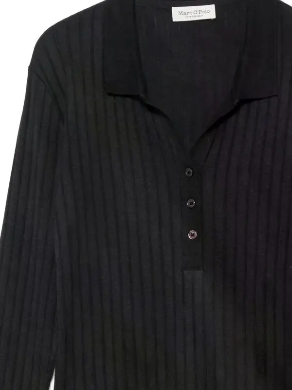 Marc O'polo Ribbed Knit Long-sleeve Polo Top