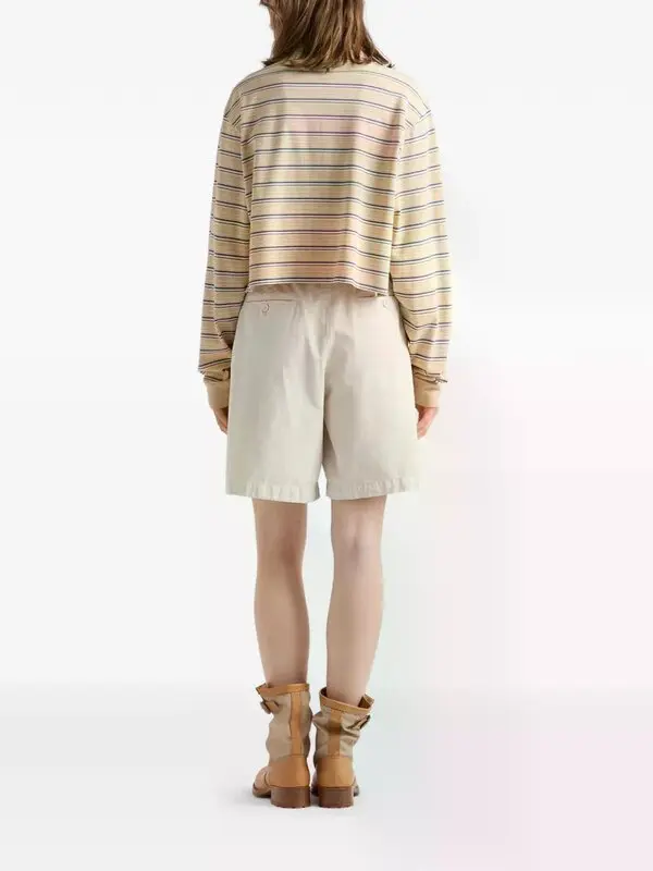 Prada Striped Piqué Polo Shirt - Neutrals