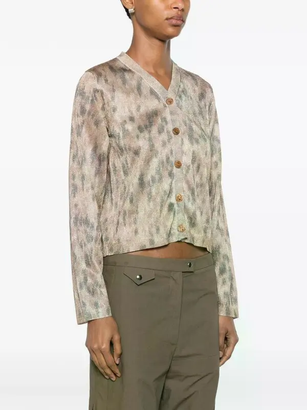 GANNI Leopard-print V-neck Cardigan