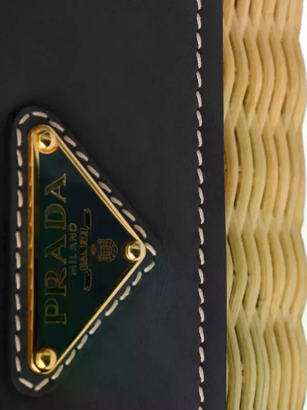 Prada Wicker And Leather Shoulder Bag