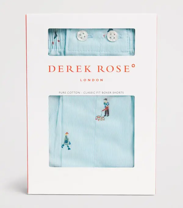 Derek Rose Cotton Printed Boxer Shorts - Blue