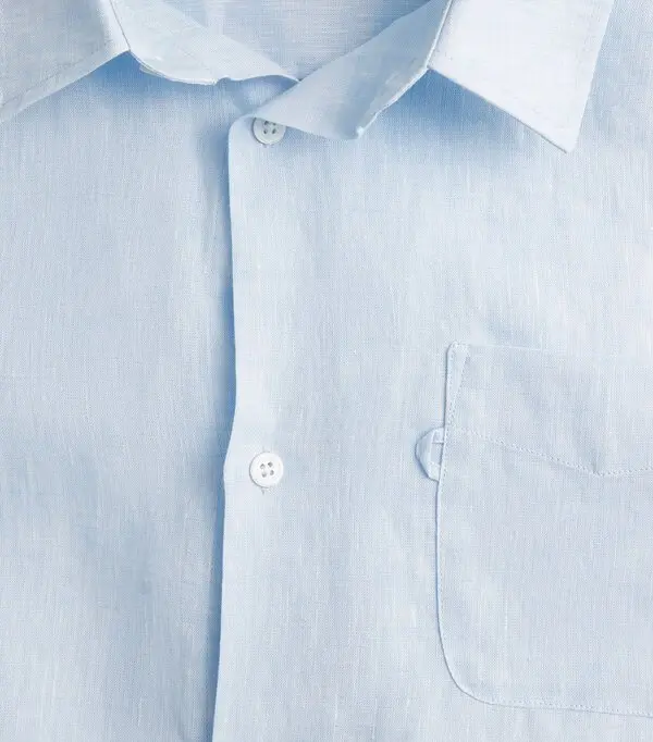 Derek Rose Linen Monaco Shirt - Blue