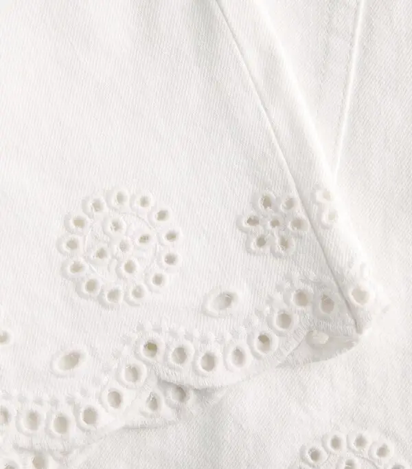 FRAME Eyelet Long Hang Denim Shorts - White
