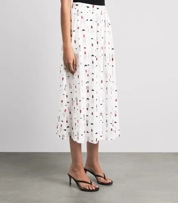 L'Agence Seina Pleated Midi Skirt - Ivory