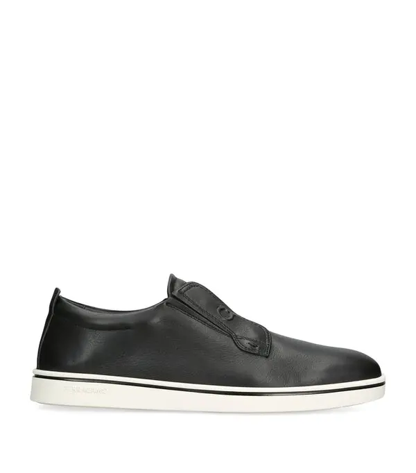 FERRAGAMO Leather Slip-on Sneakers - Black
