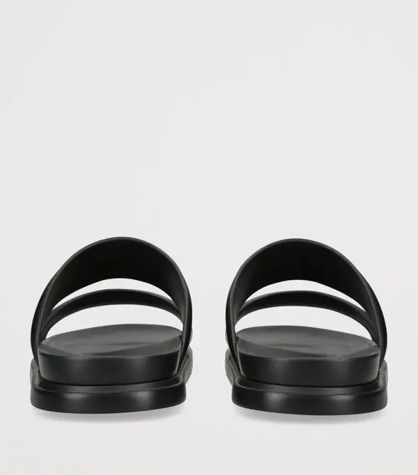 FERRAGAMO Leather Gancini Slide Sandals - Black