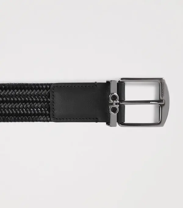 FERRAGAMO Woven Leather Gancini Belt