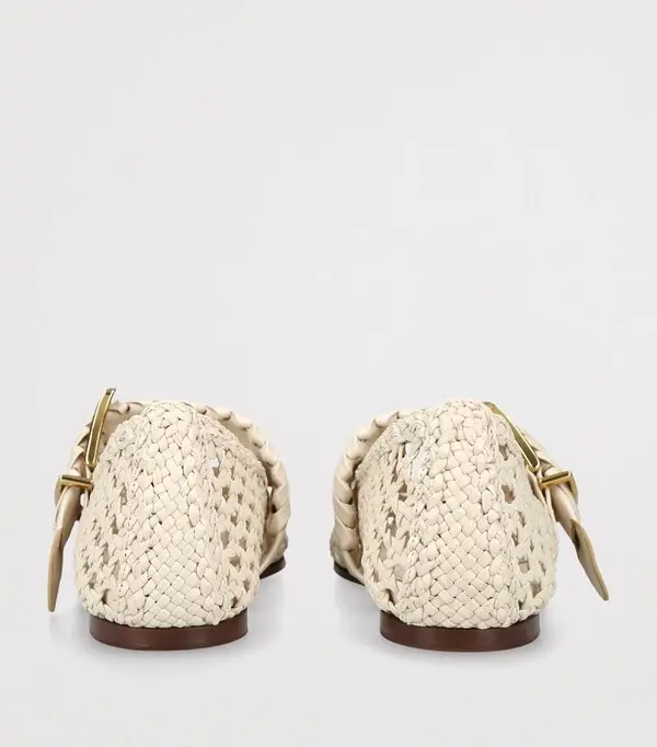 Zimmermann Braided Leather Ballet Flats With Buckle Detail - Beige
