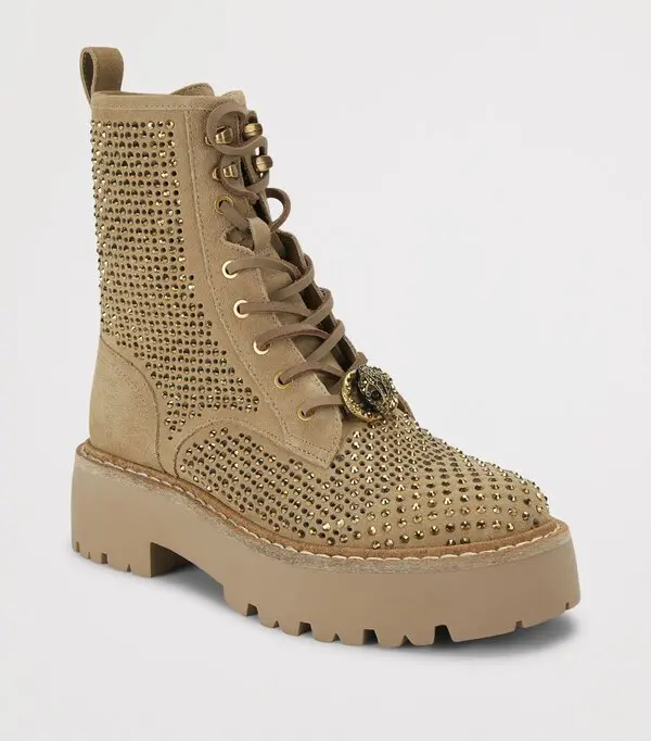 Kurt Geiger Suede Embellished Lace-up Ankle Boots
