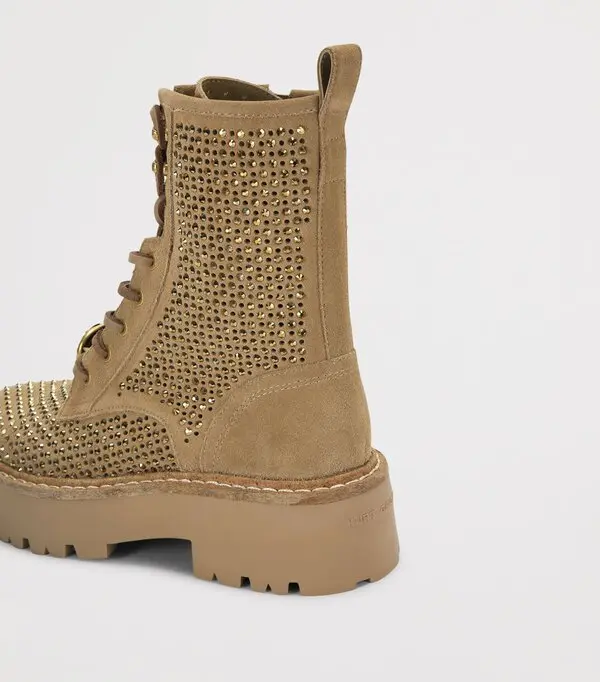 Kurt Geiger Suede Embellished Lace-up Ankle Boots