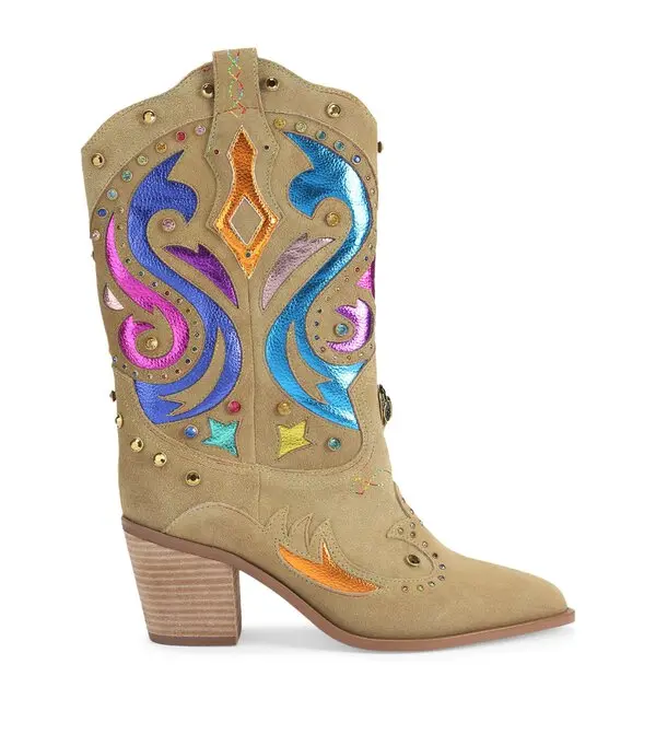 Kurt Geiger Suede Kensington Cowboy Boots - Beige
