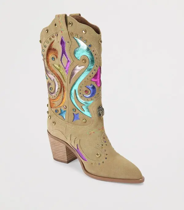 Kurt Geiger Suede Kensington Cowboy Boots - Beige